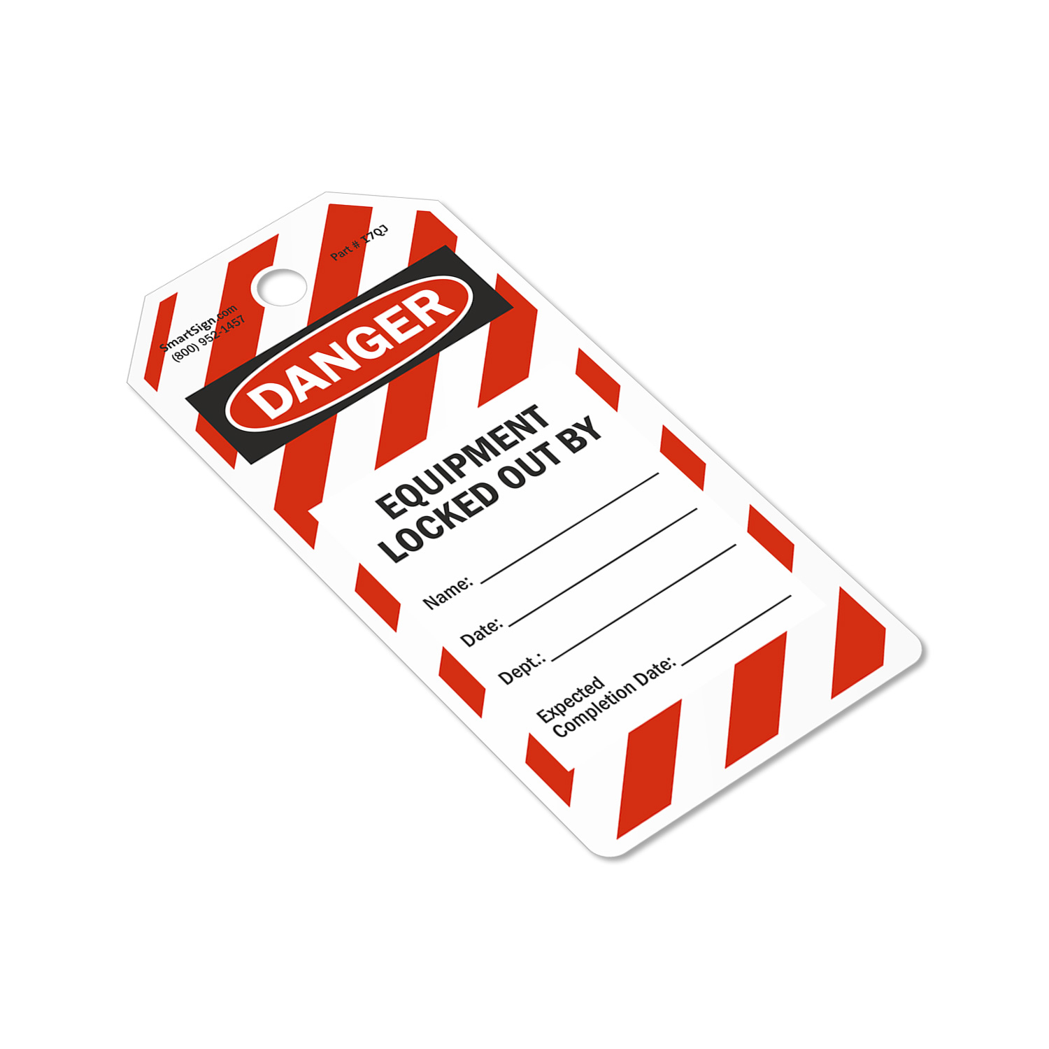 Danger Equipment Locked Out Tag-On-A-Roll, Tag with Fiber Patch, SKU: T ...